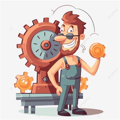 Efficiency Clipart Cartoon Character Cartoon Engineer With Machine