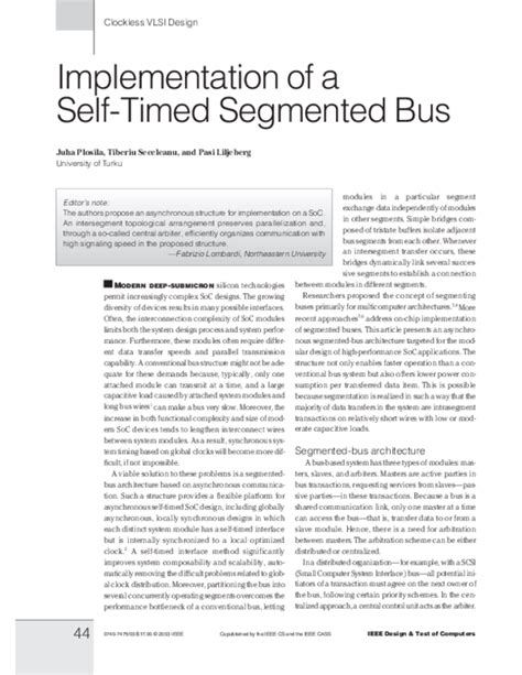 Pdf Implementation Of A Self Timed Segmented Bus