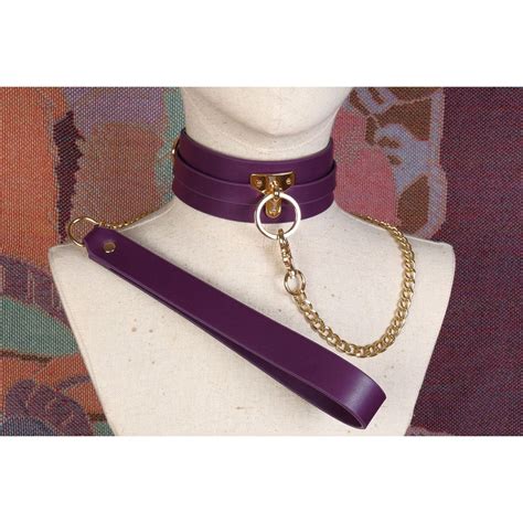 Purple Collar And Leash Woman Menleather Purple Chokersub Collar Sub