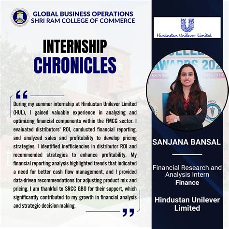 Sanjana Bansal On Linkedin Hul Fmcg Finance Data Analytics Internship Experience Mba Gbo