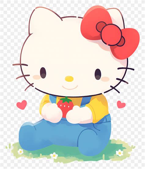 Hello Kitty With Strawberry Hello Kitty Holding A Strawberry Png