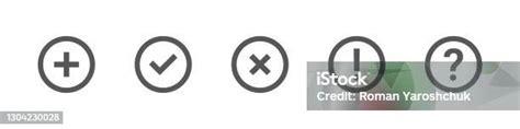 표시 아이콘 플랫 라운드 버튼 세트를 확인합니다 현대적인 체크 표시 아이콘 벡터 일러스트레이션 아이콘에 대한 스톡 벡터 아트 및