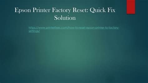 Ppt Reset Epson Printer Factory Settings Powerpoint Presentation Free Download Id