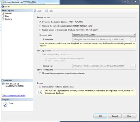 restoring a database knowledge base