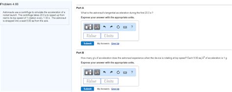 solved problem 4 66 part a astronauts use a centrifuge to