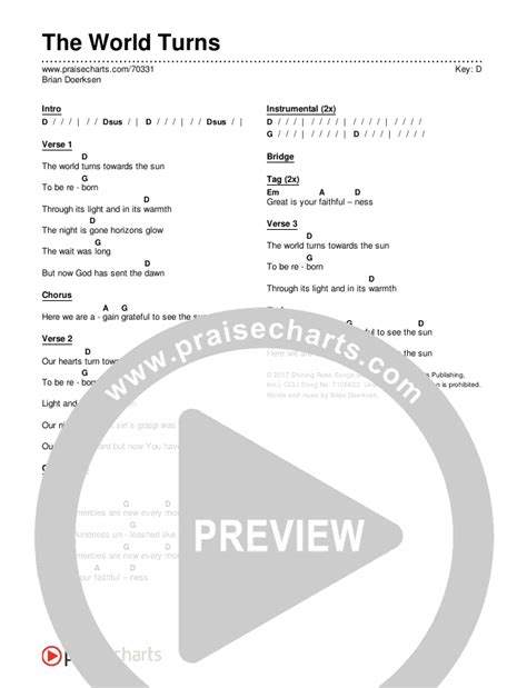 The World Turns Chords Pdf Brian Doerksen Praisecharts