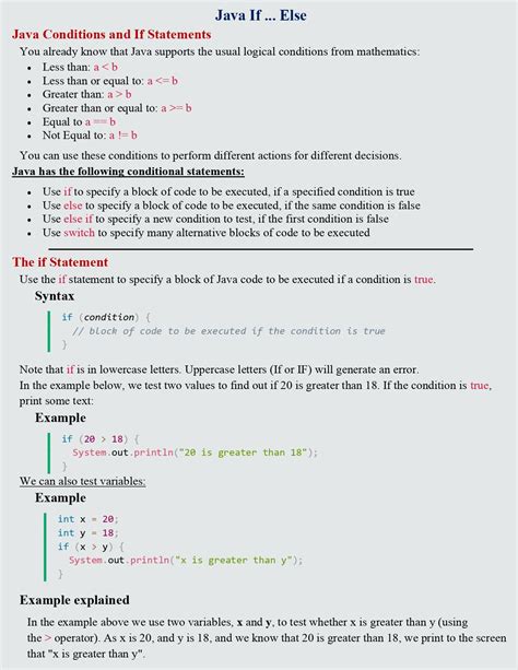 Java From Scratch Lesson 6 Pdf Java If Else And Switch Connect 4 Techs