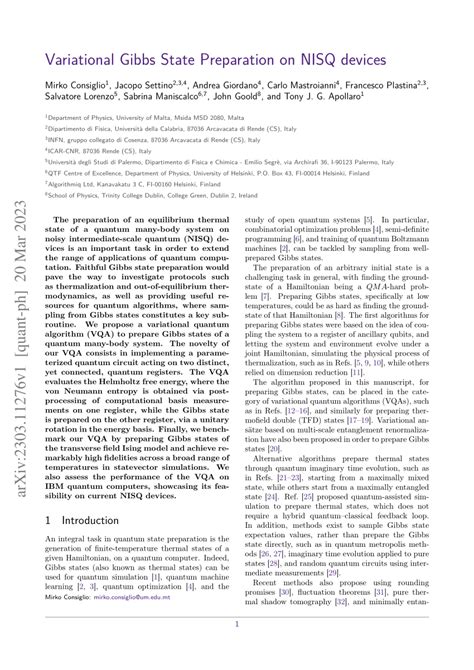 Pdf Variational Gibbs State Preparation On Nisq Devices