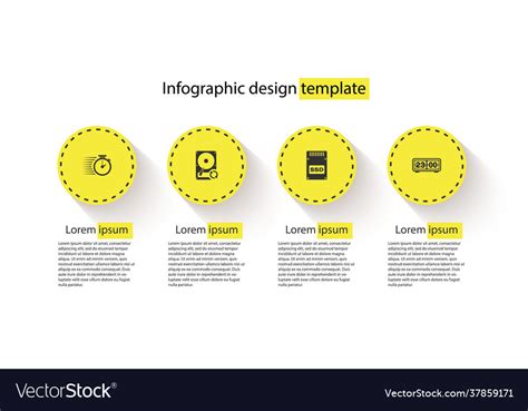 Set Stopwatch Hard Disk Drive Hdd Sync Refresh Vector Image