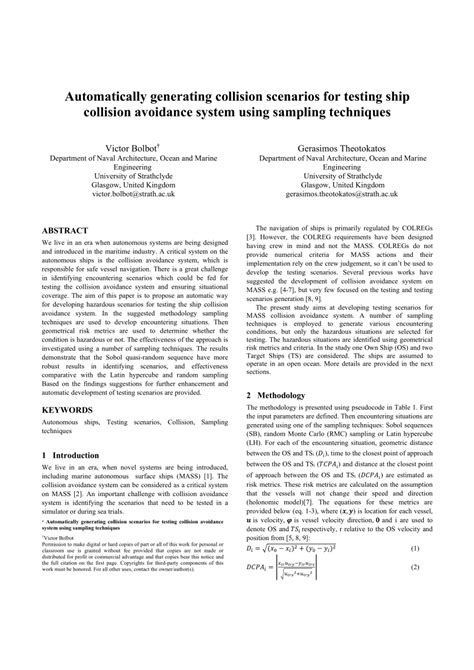 pdf automatically generating collision scenarios for testing ship collision avoidance system