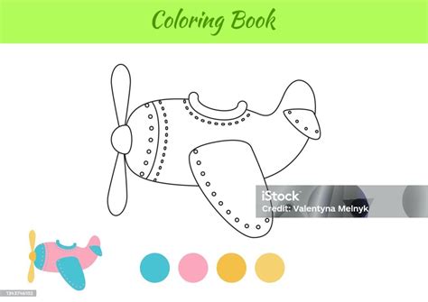 아이들을위한 색칠 공부 비행기 유치원 년 어린이와 유아를위한 교육 활동 페이지 인쇄 가능한 워크시트입니다 만화 다채로운 벡터 일러스트레이션 0명에 대한 스톡 벡터 아트 및