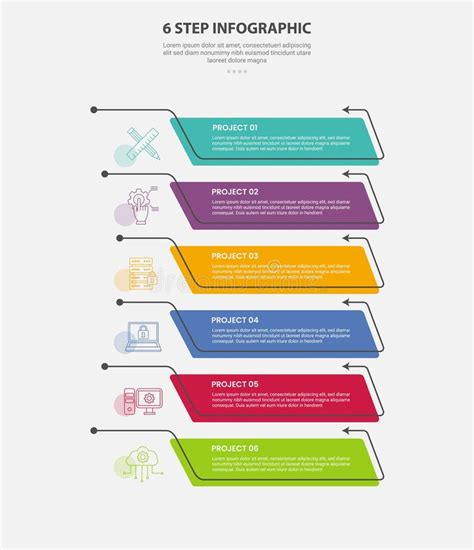6 Points Template Infographic Outline Style With 6 Point Step Template With Creative Open Box