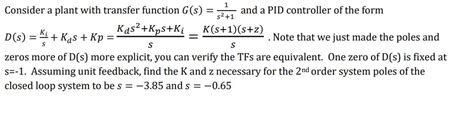 solved consider a plant with transfer function g s s41