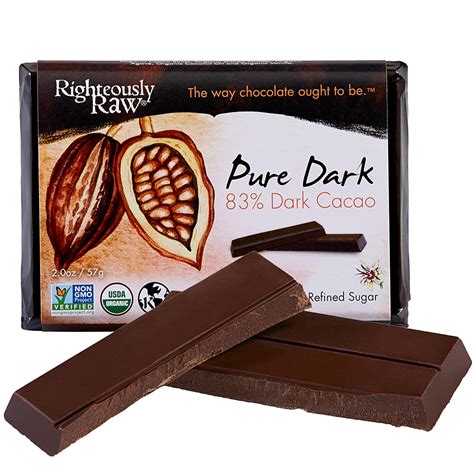 83 Pure Dark Chocolate Righteously Raw Chocolate Bars