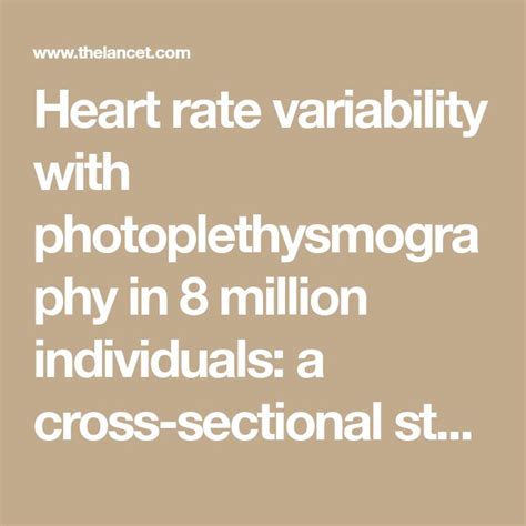 Heart Rate Variability With Photoplethysmography