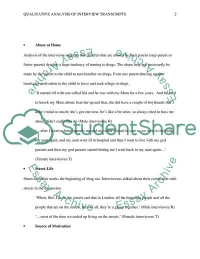 qualitative analysis of interview transcripts essay example topics