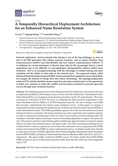 Pdf A Temporally Hierarchical Deployment Architecture For An Enhanced Name Resolution System