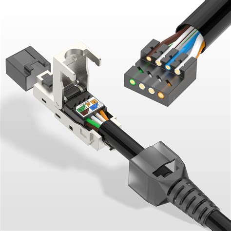 Rj45 Cat6a Connector Tool Free Leenue Toolless Rj45 Termination Plug Reusable Shielded For