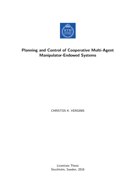 Pdf Planning And Control Of Cooperative Multi Agent Manipulator Endowed Systems