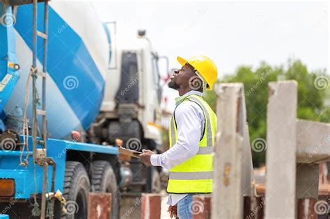 Foreman Worker Checking Project At The Precast Factory Site Engineer Man Hardhats On