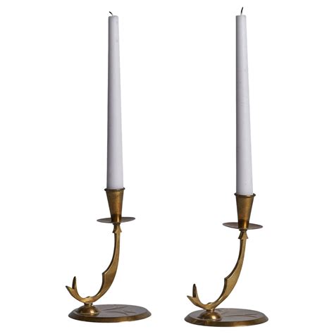 Swedish Designer Small Candlesticks Metal Sweden 1940s For Sale At 1stdibs