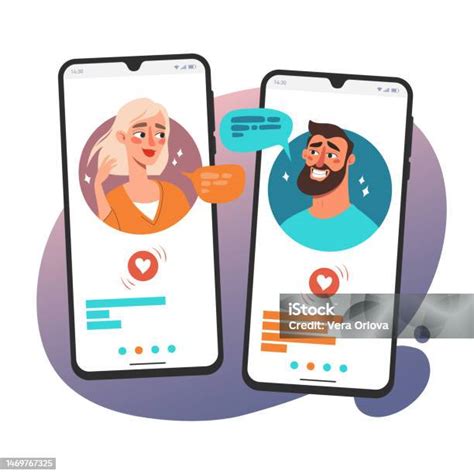 온라인 데이트 앱 개념입니다 스마트폰과의 통신 벡터 일러스트 레이 션 데이트에 대한 스톡 벡터 아트 및 기타 이미지 데이트 십대 소녀 옆모습 Istock