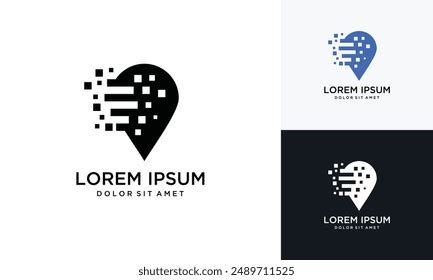 Pixel Location Technology Inspirational Logo Design Stock Vector