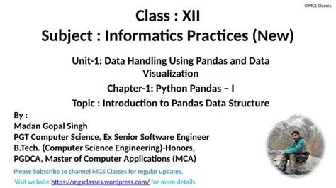 Class 2 Unit 1 Ch 1 Topic 2 Introduction To Pandas Data Structurepptx
