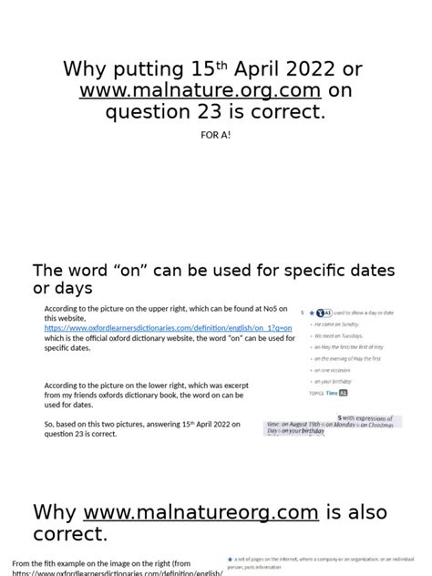 Correct Usage Of On For Dates And Websites Pdf