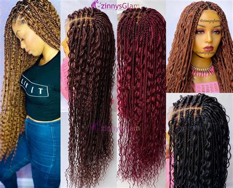 Boho Box Braids With Color