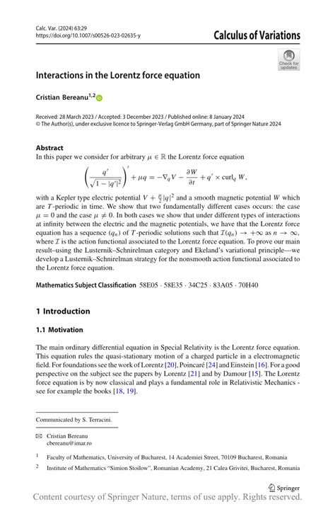 Interactions In The Lorentz Force Equation