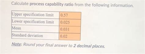 Solved Calculate Process Capability Ratio From The Following Chegg