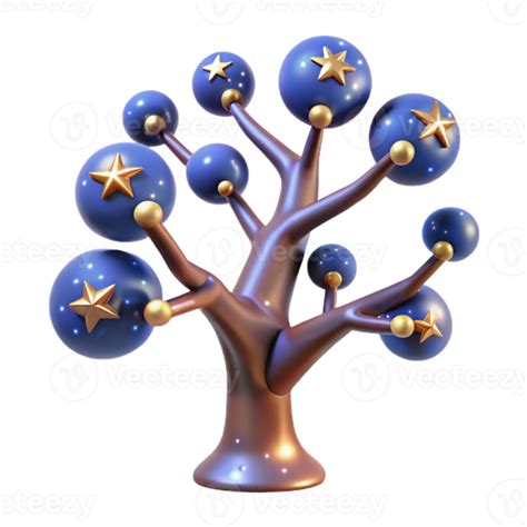 3d Render Abstract Tree With Star Orbs 56088072 Png