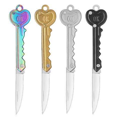 Heart Key Knife With Hidden Blade Self Defense Keychain Self Defense