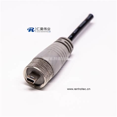 Ip Waterproof Panel Mount Mini Usb Connector Male Molding Cable