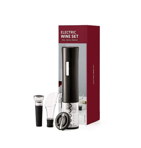 Edleikoke 전기 와인 오프너 배터리 전원 코르크 스크류 진공 와인 스토퍼 와인 에어레이터 푸어러 포일 티몬