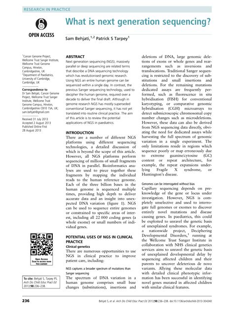 PDF What Is Next Generation Sequencing