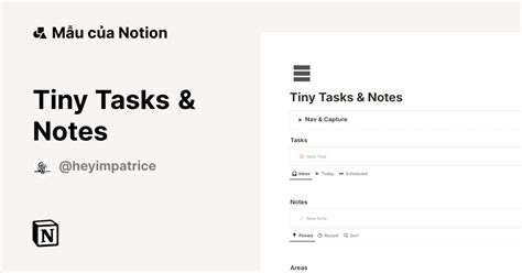 Tiny Tasks And Notes Mẫu Do Patrice Tạo Thị Trường Notion