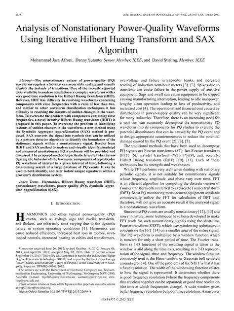 pdf analysis of nonstationary power quality waveforms using iterative hilbert huang transform