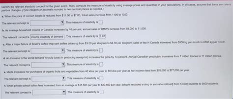 Solved Identify The Relevant Elasticity Concept For The Chegg Com