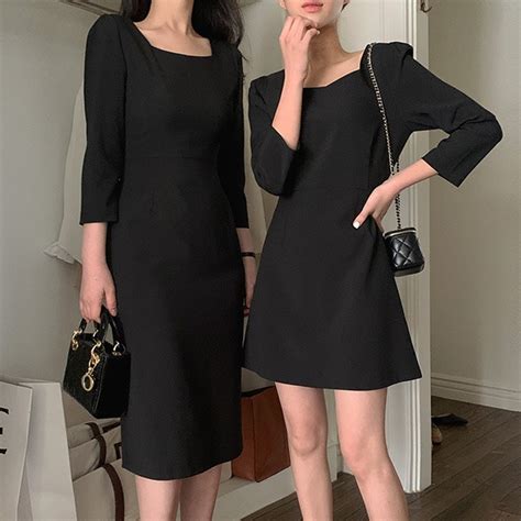 [마네킹핏♥][44~66size선택 미니and롱][made] 부케 하트 스퀘어 원피스 하객룩 출근룩 봄 간절기 데일리 하트넥