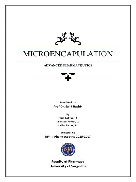 05 P Technology Microencapsulation Pdf Emulsion Supercritical Fluid