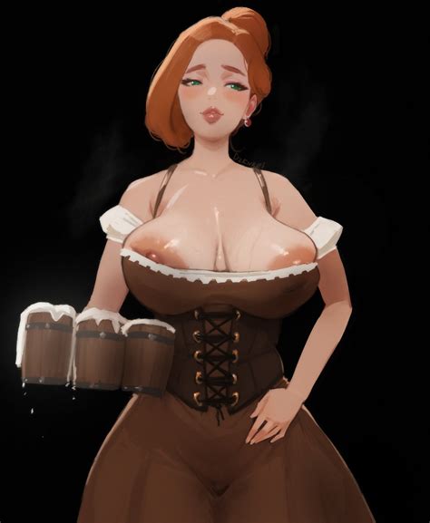 Rule 34 1girls Beer Beer Mug Big Breasts Blushing Breasts Dzenrei Dzenrei Dzenrei Art Female