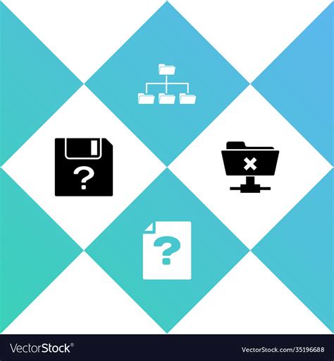 Set Unknown Document Folder Tree And Ftp Cancel Vector Image