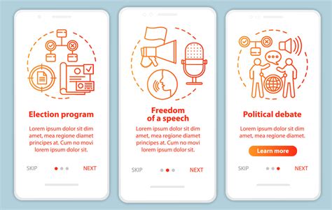 Elections Onboarding Mobile App Page Screen Vector Template Election Program Political Debate