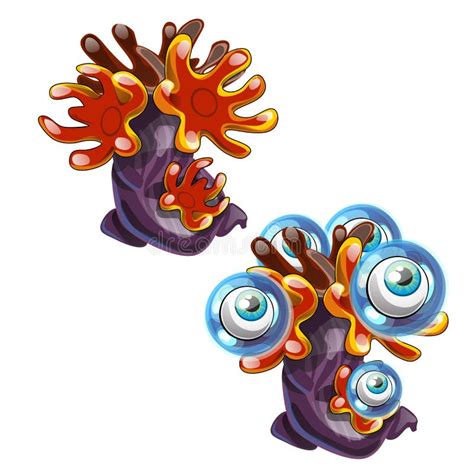 Fancy Many Eyed Marine Polyp Isolated On White Background Vector