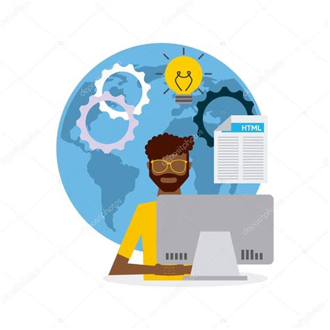 Software Developer And Programmer Stock Vector Image By ©yupiramos