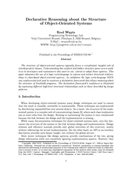 Pdf Declarative Reasoning About The Structure Of Object Oriented Systems