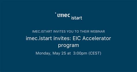 Imec Istart Invites EIC Accelerator Program Imec Istart