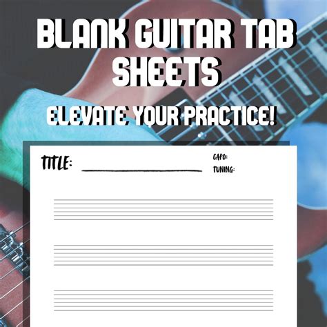 Printable Blank Guitar Tablature Sheets Instant Pdf Download Etsy